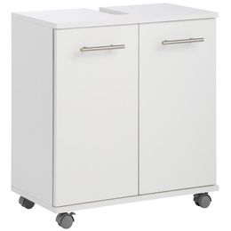Welltime Waschbeckenunterschrank &raquo;Emmi, Breite 59 cm&laquo; Siphonausschnitt, Metallbeschl&auml;ge wei&szlig; FSC -zertifizierter Holzwerkstoff mattwei&szlig;, B/H/T: 59,8cm