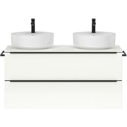 Nobilia Waschtisch-Set &raquo;Alvene&laquo; mit Doppelwaschplatz, vormontiert, mit Soft-Close, 1 Stk. tlg. wei&szlig; B/H/T: 120,3cmcm x 74,2cmcm x 48,5cmcm, Griffe 