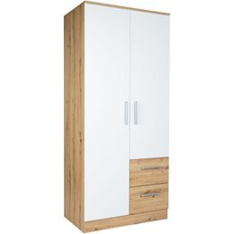 Home Affaire Kleiderschrank beige Hartfaserplatte, Holzwerkstoff, Kunststoff Artisan-Oak-Nachbildung, B/H/T: 90cm x 201cm x 54cm, Schubladen: 2 Stk. 