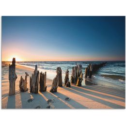 Artland Wandbild &raquo;Sonnenuntergang Strand Wellenbrecher&laquo; Meer Bilder 1 Stk. tlg. als Alubild, Leinwandbild in verschied. Gr&ouml;&szlig;en braun B/H/T: 80cm x 60cm, Alu-