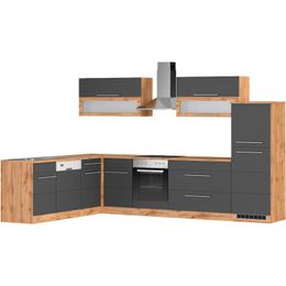 KOCHSTATION Winkelk&uuml;che &raquo;KS-Wien&laquo; Stellbreite 220 x 330 cm, wahlweise mit E-Ger&auml;ten grau B/H/T: 220cm x 200cm x 330cm, ohne E-Ger&auml;te