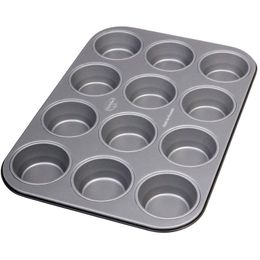 Muffinform &raquo;Back-Idee, 12er Form, Muffinblech mit Antihaft-Beschichtung&laquo; ausgezeichnete W&auml;rmeleitung, hitzebest&auml;ndig bis 230&deg;C grau Stahlblech B/H/L: 