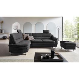 OTTO home Ecksofa &raquo;Cardoso L-Form&laquo; Federkern, wahlweise mit Bett, Schubkasten grau Struktur impr&auml;gniert (100% Polyester);Luxus-Microfaser ALTARA 