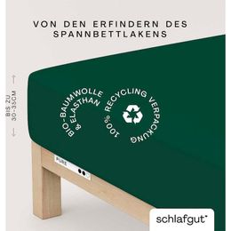 Schlafgut Spannbettlaken &raquo;PURE Bio-Baumwolle mit Elasthan, 170 g/m&sup2;, Bettlaken, Spannbetttuch&laquo; PREMIUM Laken f&uuml;r Matratzen bis 30cm H&ouml;he, dehnbar blickdicht, 