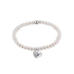 Engelsrufer Damen Perlenarmband &raquo;HERZFL&Uuml;GEL CHARM&laquo; mit S&uuml;&szlig;wasserzuchtperle bunt 17cm, Perlen Silber 925 (Sterlingsilber) TPU (Thermoplastisches 