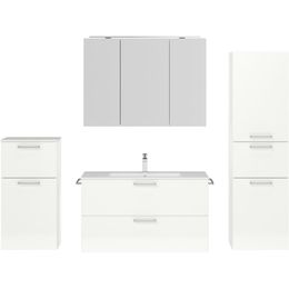 Nobilia Badm&ouml;bel-Set &raquo;Tolvina&laquo; vormontiert, mit Soft-Close, 4 Stk. tlg. wei&szlig; B/H/T: 210cmcm x 169cmcm x 48,7cmcm, Griffe edelstahlfarbig