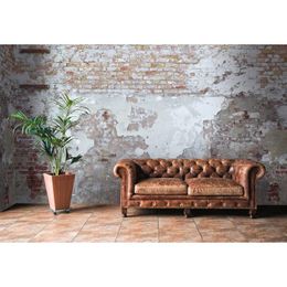 Livingwalls living walls Fototapete &raquo;Fototapete Steinwand&laquo; gemustert matt neutral glatt Tapete Steinoptik Stein-Tapete Loft Industrial Tapeten Wohnzimmer Flur 