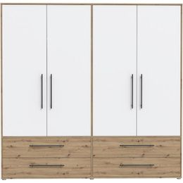 FORTE Kleiderschrank B/H/T ca. 205,9x200,1x58,8cm wei&szlig; Holzwerkstoff Artisan Eiche, B/H/T: 205,9cm x 200,1cm x 58,8cm