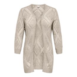 Only CARMAKOMA Damen Strickjacke "CARPAMELA 4/5 OPEN CARDIGAN KNT", beige, Gr. L, unifarben, Strick, Obermaterial: 55% Polyacryl, 45% Nylon,