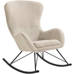 Salesfever Schaukelstuhl &raquo;Komfortabel entspannen&laquo; () in Lammfelloptik beige Metall, Polyester B/H/T: 70cm x 102cm x 94cm, Kunstfell uni, Schaukelstuhl