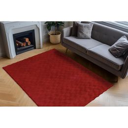 Obsession Teppich &raquo;Diamond Cut 800&laquo; rechteckig 30 mm H&ouml;he Uni Farben, Hoch-Tief Effekt, weich & kuschelig rot Polyester B : 200cm 1 Stk., 30mm, L: 290cm