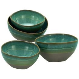 Creatable Schale &raquo;Basalt Bio, Bowl Set 4-tlg&laquo; 4 Stk. aus Steinzeug Organische Form, Jedes Teil ein Unikat gr&uuml;n Steinzeug Einheitsgr&ouml;&szlig;e