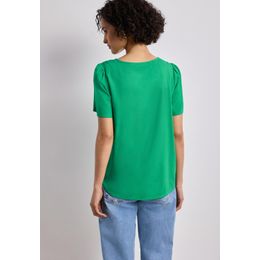Street One Damen Kurzarmbluse, gr&uuml;n, Gr. 38, unifarben, Stoff, 100% Viskose, Blusen, mit Raffungen an den &Auml;rmeln
