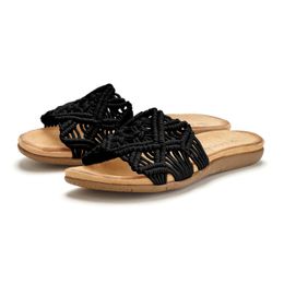 Lascana Damen Pantolette "Sommerschuh, offener Schuh, Mule, Sandale", Gr. 37, schwarz, Obermaterial: 100% Textilmaterial. Decksohle: 100%
