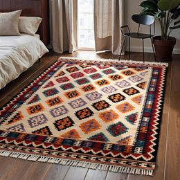 Hanse Home Teppich &raquo;Kelim Kian&laquo; rechteckig 3 mm H&ouml;he Wolle, Baumwolle, Natur, Handgewebt, orientalisch, Boho, traditionell bunt Baumwolle, Wolle B : 