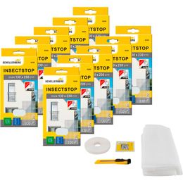 Schellenberg Fliegengitter-Gewebe &raquo;f&uuml;r bodentiefe Fenster und T&uuml;ren&laquo; Set, 10 Stk. tlg. Insektenschutz ohne bohren, 130 x 230 cm, wei&szlig; und anthrazit 
