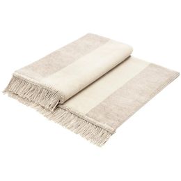 Biederlack Sofaschoner &raquo;Cotton Cover Salt & Pepper&laquo; 100 x 200 cm (Breite x L&auml;nge) mit Fransen beige Baumwolle, Polyacryl, Polyester B/L: 100cm x 200cm