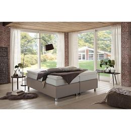 Westfalia Schlafkomfort Boxspringbett &raquo;London in den Breiten 160x200, 180x200cm & 200x200cm&laquo; beige Kunstleder mit Kaltschaum-Topper, Liegefl&auml;che B/L: 180cm x 200cm, Gewicht 