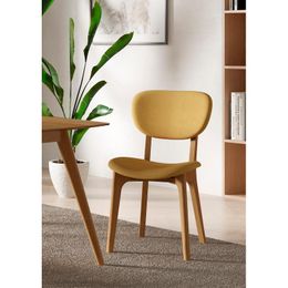 Home Affaire Stuhl &raquo;COZY Made in Italy&laquo; (Set) 2 Stk.Gestell in Buche, Kirsch- oder Nussbaum, Massivholz, Design Stuhl gelb Polyester B/H/T: 50cm x 