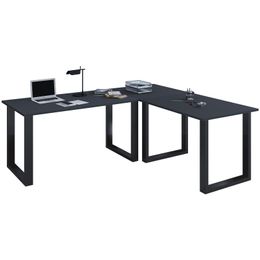 Vcm Vcm Holz Schreibtisch Eckschreibtisch schlicht 160x130 L Form links oder rechts Arbeitstisch Platte 50 cm tief Computertisch B&uuml;rom&ouml;bel - Lona U
