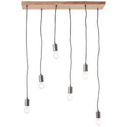 Brilliant Pendelleuchte &raquo;Rustik&laquo; E27 1 Stk. H&auml;ngelampe 6flg schwarz/holzfarbend schwarz 6, H: 125cm, 1 Stk.