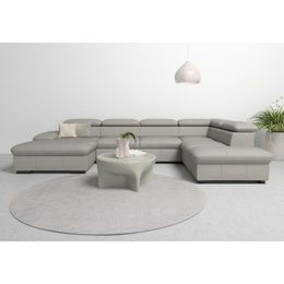 OTTO home Wohnlandschaft &raquo;Alberto U-Form&laquo; mit Kopfteilverstellung, wahlweise mit Schlaffunktion grau Luxus-Microfaser in Lederoptik (100% Polyester);
