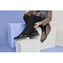 Rieker Herren Slip-On Sneaker, Gr. 42schwarz, Lederimitat, Textil, Schuhe, Slipper, Schlupfschuh, Halbschuh mit Kontrastbesatz