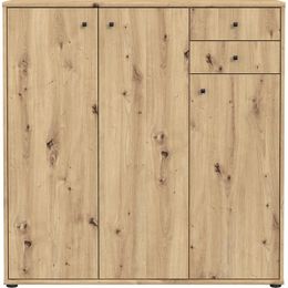 FORTE Kommode &raquo;Tempra, Kommode, 3 T&uuml;ren, 2 Schubk&auml;sten, viel Stauraum&laquo; Breite 108,8 cm braun B/H/T: 108,8cm x 111,1cm x 34,8cm, 2 Stk., 2 Stk.