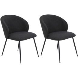 Hela 4-Fu&szlig;stuhl &raquo;GRAZ, Esszimmerstuhl&laquo; (Set) 2 Stk.XL-Sitzbreite,4-Fu&szlig;,Rundrohrgestell,140 Kg belastbar, Webstoff schwarz Metall, Polyester, Stoff B/H
