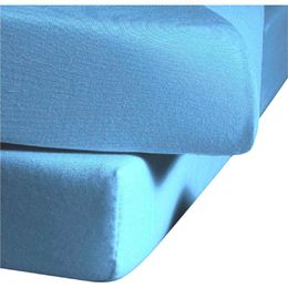 Fleuresse Spannbettlaken &raquo;Ines hochwertiger Jersey aus reiner Baumwolle,&laquo; aus Baumwolle, f&uuml;r Matratzen bis 23 cm H&ouml;he, Bettlaken, Spannbetttuch blau 