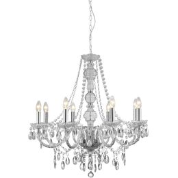 Searchlight Kronleuchter &raquo;H&auml;ngeleuchte Marie Therese, 8-flammig&laquo; E14 1 Stk. Glamour&ouml;s silber 8, &Oslash; 74cm H: 77cm, 1 Stk.