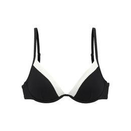 Lascana Damen Lascana B&uuml;gel-Bikini-Top &raquo;Chic&laquo; aus eleganter Strukturware schwarz-wei&szlig; 38, Cup B