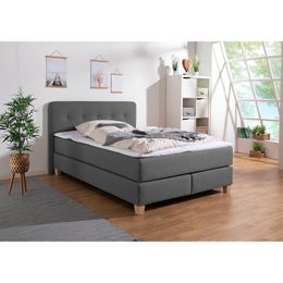 Home Affaire Boxspringbett &raquo;Fargo&laquo; inkl. Topper, in 3 Matratzenarten, in Samt- oder Strukturstoff grau Struktur fein (100% Polyester);Samtstoff (100% 