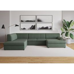 DOMO collection Wohnlandschaft &raquo;Topper, elegant und zeitlos, komfortabel, U-Form&laquo; wahlweise mit Bettfunktion gr&uuml;n B/H/T: 320cm x 78cm x 213cm, 