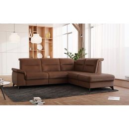 Sit & More sit&more Ecksofa &raquo;Astoria L-Form&laquo; wahlweise mit motorischer Relaxfunktion braun 100% Polyester B/H/T: 256cm x 91cm x 225cm, Luxus-Microfaser in 
