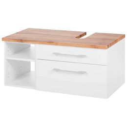 Welltime Waschbeckenunterschrank &raquo;Davos&laquo; Breite 90 cm wei&szlig; B/H/T: 90cm x 41cm x 47cm, Siphonausschnitt rechts