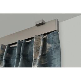 Garesa Gardinenstange &raquo;FLAT&laquo; 1 l&auml;ufig-l&auml;ufig Wunschma&szlig;l&auml;nge Rechteckprofil, perfekter Lauf, modern, verl&auml;ngerbar, mit Endkappe silber Aluminium B/L: 
