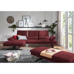 W.Schillig Ecksofa &raquo;broadway, Designsofa mit tollem Sitzkomfort&laquo; Sitztiefenverstellung, Kopfteil- & Seitenteilverstellung, Breite 291cm rot Longlife 