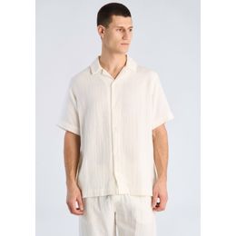 LINDBERGH Herren Kurzarmhemd "Freizeithemd (Kurzarm) Regular Box Fit", beige, Gr. L, Obermaterial: 100% Baumwolle, Hemden