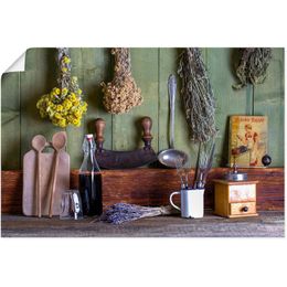 Artland Wandbild &raquo;Rustikale K&uuml;chenszene&laquo; Innenarchitektur 1 Stk. tlg. als Leinwandbild, Poster in verschied. Gr&ouml;&szlig;en gr&uuml;n B/H/T: 90cm x 60cm, Poster 