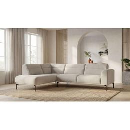 OTTO home Ecksofa &raquo;Nennor, weiches Chenille&laquo; Breite 278 cm, Wellenunterfederung, schwarze Metallf&uuml;&szlig;e beige 100% polyester B/H/T: 278cm x 78cm x 213cm,