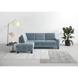 OTTO home Ecksofa &raquo;Summer L-Form&laquo; mit Ottomane, mit oder ohne Schlaffunktion und Bettkasten, Cord-Bezug blau 100% Polyester B/H/T: 236cm x 91cm x 
