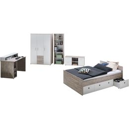 OTTO home Jugendzimmer-Set &raquo;Jugendzimmer-Set &raquo;Riekke&laquo; 5-teilig&laquo; Set, 5 Stk. tlg. Farblich abgestimmte M&ouml;belserie wei&szlig; Holzwerkstoff ohne Matratze, B/H