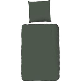 PURE luxury collection Bettw&auml;sche &raquo;Pure uni&laquo; 2 Stk. Mikrofaser, Pflegeleicht, Weich, unifarben, Rei&szlig;verschluss gr&uuml;n Microfaser, Obermaterial: 100% 