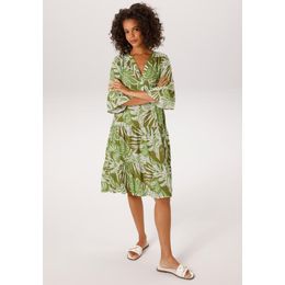 Aniston Casual Damen Aniston CASUAL Tunikakleid mit gro&szlig;fl&auml;chigen, tropischen Bl&auml;ttern bedruckt gr&uuml;n 38, N-Gr