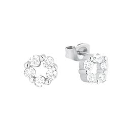 Amor Damen Paar Ohrstecker &raquo;Blumen&laquo; mit Zirkonia (synth.) bunt 7mm, Silber 925 (Sterlingsilber)