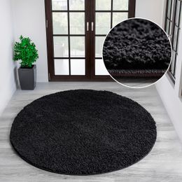Hochflor-Teppich OTTO HOME, H:45mm &Oslash;:140cm, schwarz, Kunstfaser, Teppiche, "Viva Shaggy, in Standard- und Premium-Qualit&auml;t, 30 mm oder 45 mm H&ouml;he",