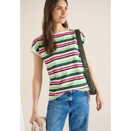 Cecil Damen Rundhalsshirt, bunt, Gr. XL, gestreift, Web, 100% Baumwolle, Shirts, im Streifendesign