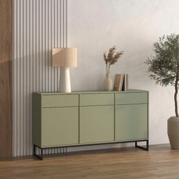 OTTO home Sideboard &raquo;Loft, Breite 157 cm, grifflose Kommode 3 T&uuml;ren/3 Schubk&auml;sten.&laquo; Schubladenschrank mit viel Stauraum, Einlegeb&ouml;den verstellbar gr&uuml;n