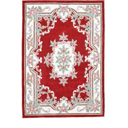 Theko Teppich &raquo;Ming&laquo; rechteckig 14 mm H&ouml;he handgefertigt, Pastell-Farben, florales Design, Wohnzimmer rot Kunstfaser B : 290cm 1 Stk., 14mm, L: 390cm